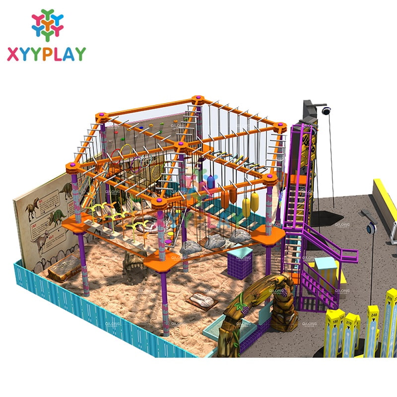 Kids adult adventure park equipment climbing colorful net indoor rope ...